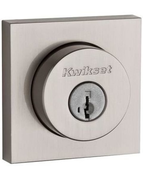 Kwikset 158SQT-15S.STRKP, Halifax Square Rose Single Cylinder Deadbolt ...