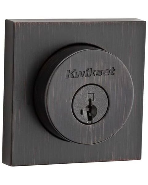 Kwikset 159SQT-11PS.STRKP, Halifax Square Rose Double Cylinder Deadbolt ...