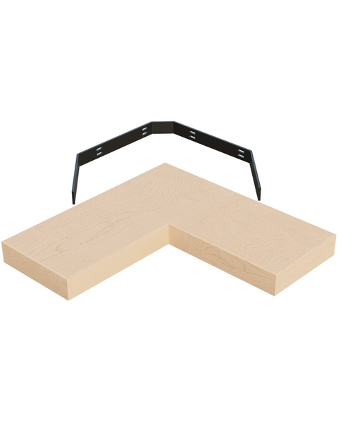 Brown Wood 01MFL102424HM1, L-Shape Floating Corner Shelf with Concealed ...